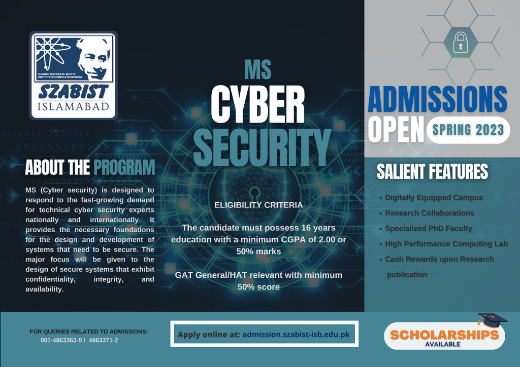 MS (Cyber Security) | SZABIST Islamabad