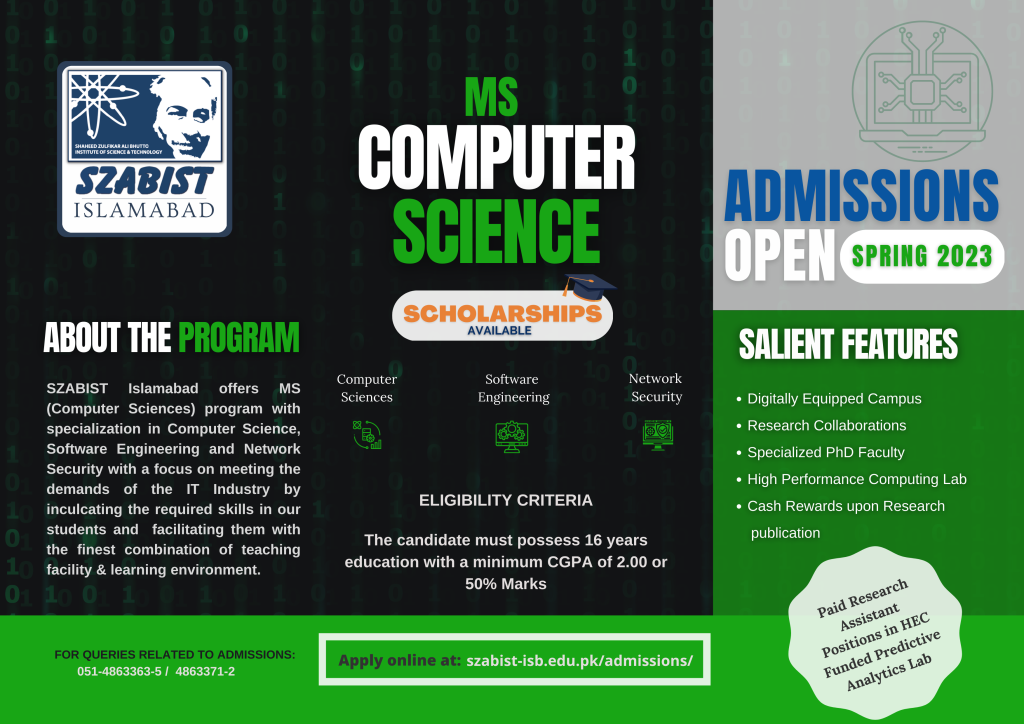 MS (Computer Science) | SZABIST Islamabad