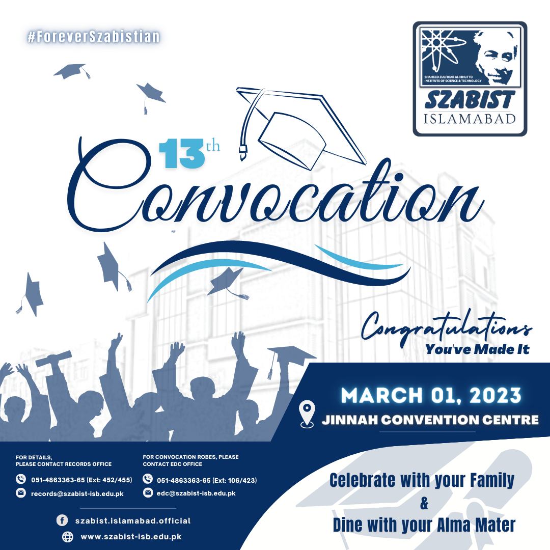 13th Convocation - March 1st, 2023 | SZABIST University Islamabad