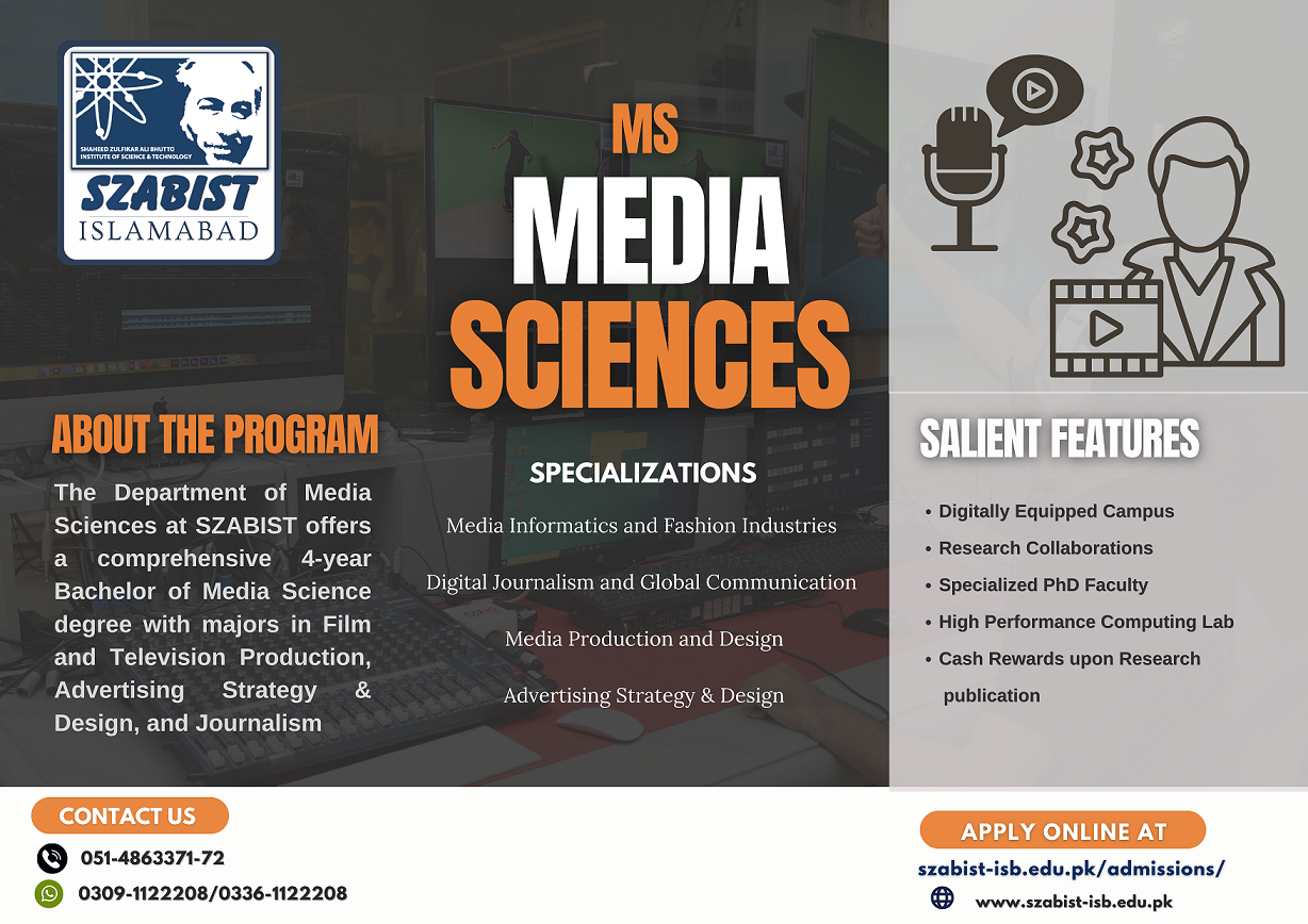 Master Of Media Science | SZABIST Islamabad