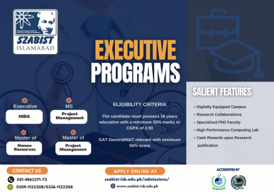 PMBA | SZABIST University Islamabad | Best University for PMBA